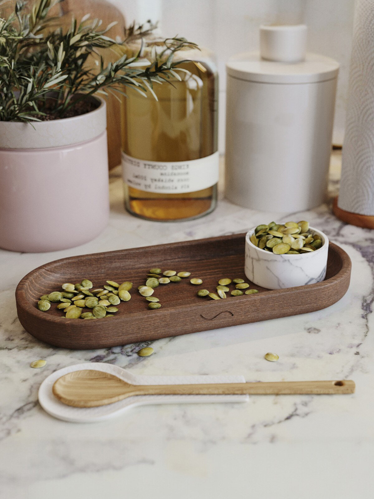 Кухонный деревянный поднос, поднос для сервировки Astrid S, 25х9.5 см, бук, орех