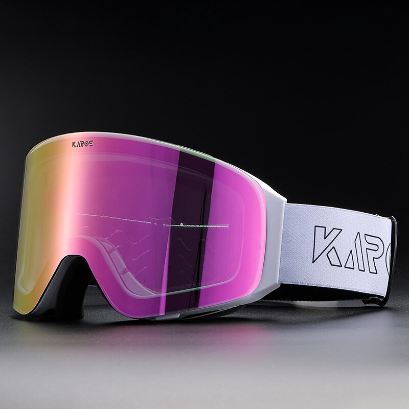 2026KAROS Складные лыжные очки, большой цилиндр, двойной слой, противотуманные очки для сноуборда и лыж, закаленные HD, удобные