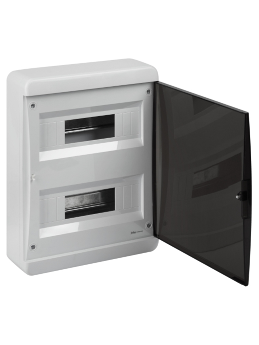 Щит распределительный навесной ЭРА COMFORT ЩРН-П-24 IP41, пластиковый, прозрачная черная крышка белый, Б0067244