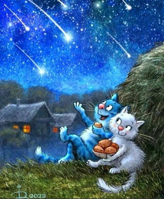 Алмазная картина "синий кот" 5D круглый бриллиант 40х50 см.