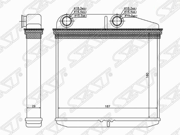 Радиатор отопителя салона SAT ST-OP06-395-0 Opel Corsa 06-14 / Alfa Romeo MiTo 08-16
