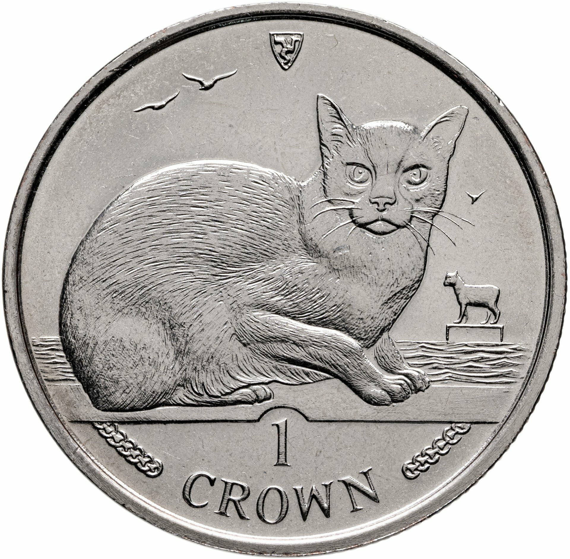 Остров Мэн 1 крона crown 1996 "Кошки - Бурманская кошка", Мельхиор медь-никель, в сохранности BUNC