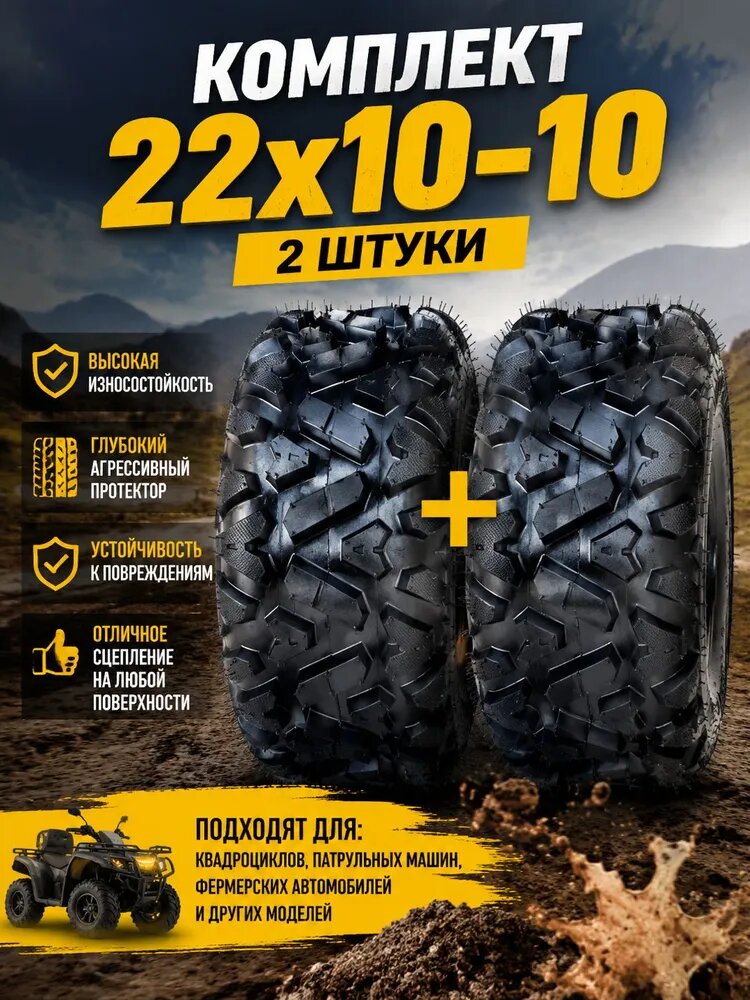 (B6)Шины для мотоциклов 22x10-10 Мотошины 250/60 R10 44 F Rear