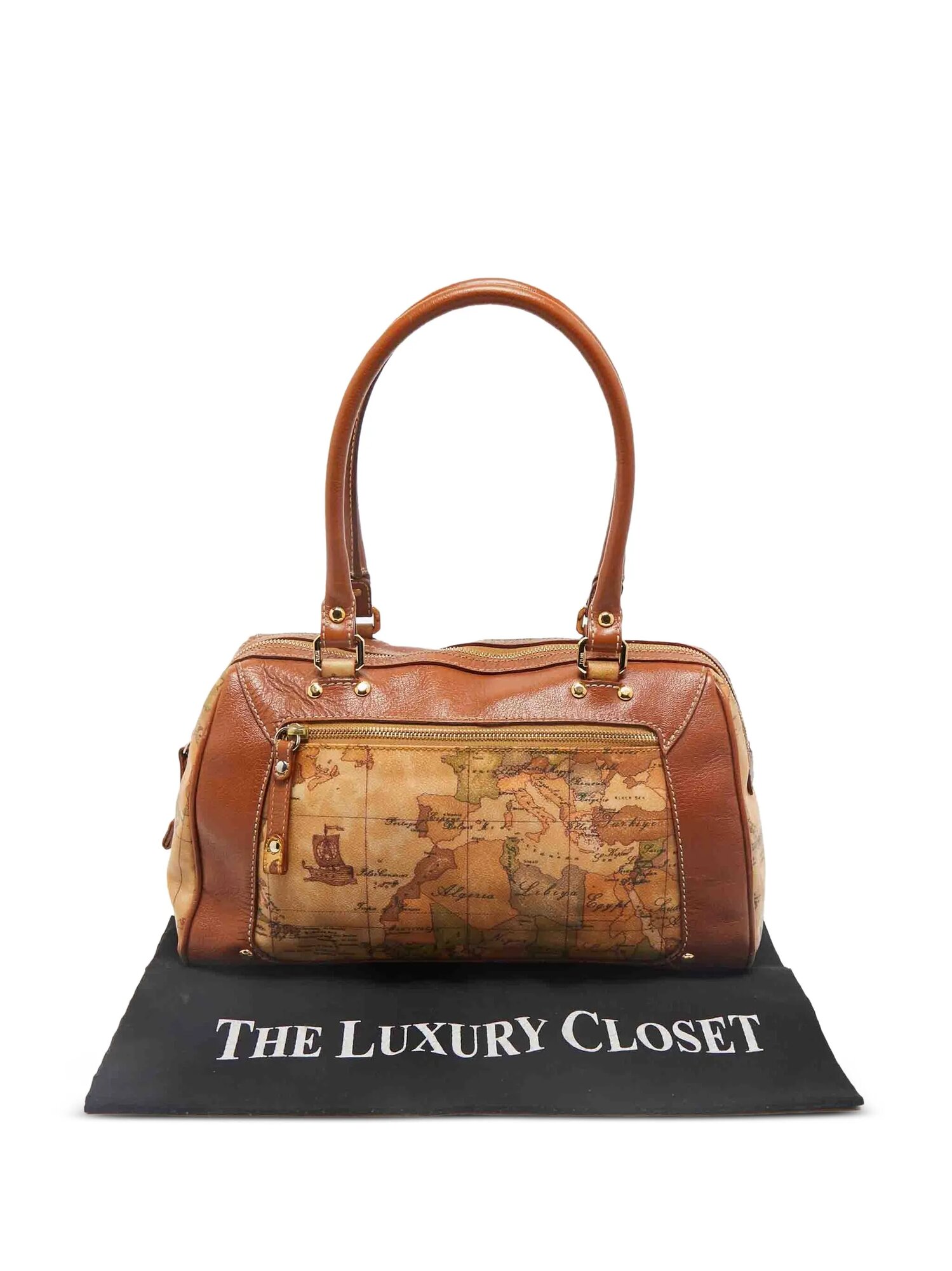 Сумка Alviero Martini 1A Classe 2000s map-print satchel bag, brown — фото 1