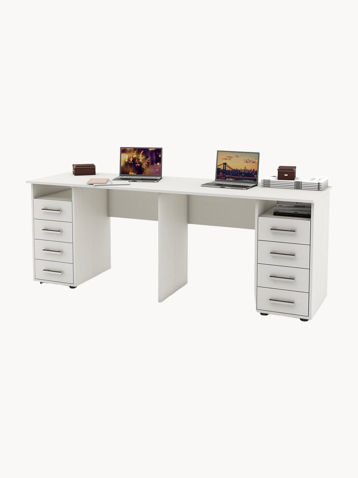 Стол письменный для двоих "Остин (Ливерпуль) 18 ", 197,4х60х74,6 см, с ящиками для хранения