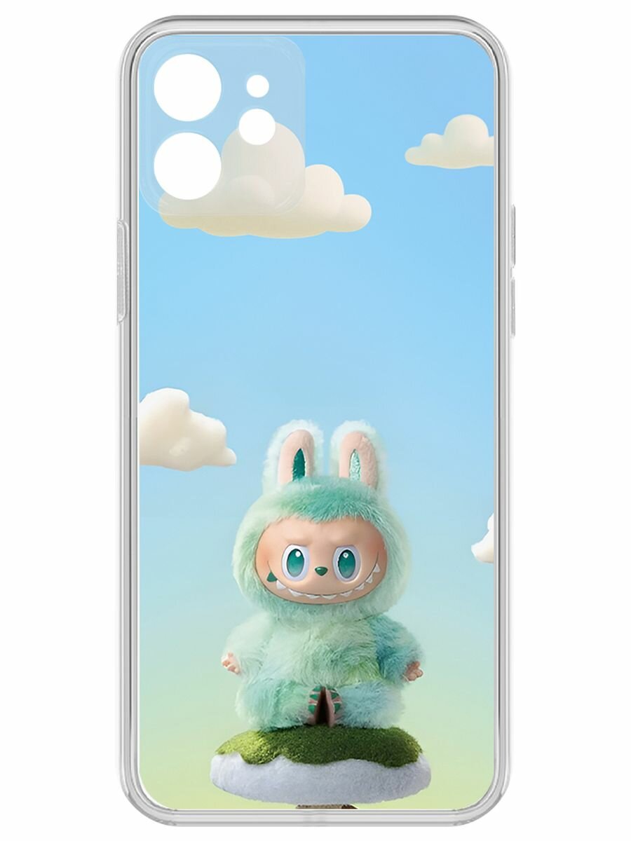 Чехол-накладка Krutoff Clear Case Лабубу Спокойствие для iPhone 12 с защитой камеры