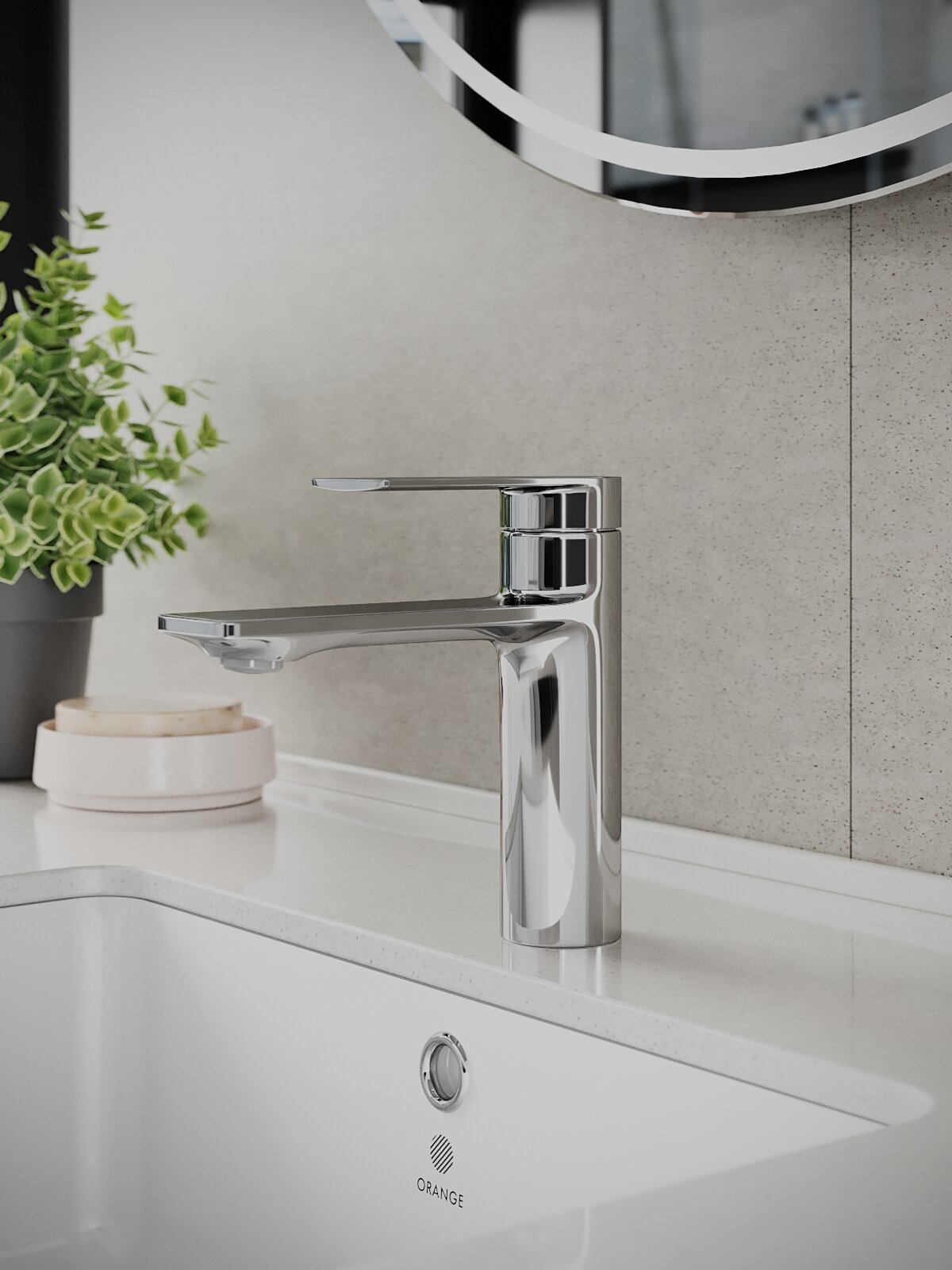Смеситель для раковины в ванную комнату, латунь, фиксированный излив Orange BERNI M09-021cr, хром
