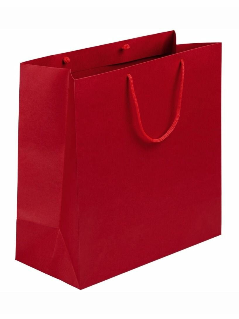 Подарочный пакет праздничный бумажный, упаковка подарка 35x35x16 Porta L, красный