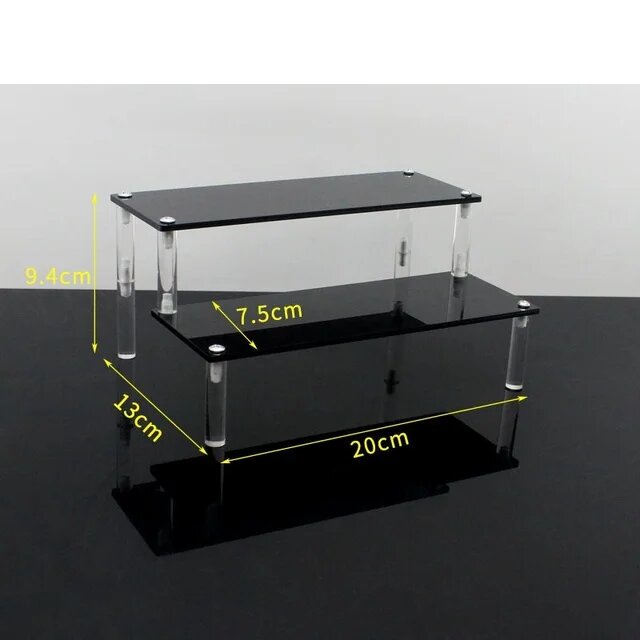 Акриловая витрина 20x7.5см черная, 2 яруса