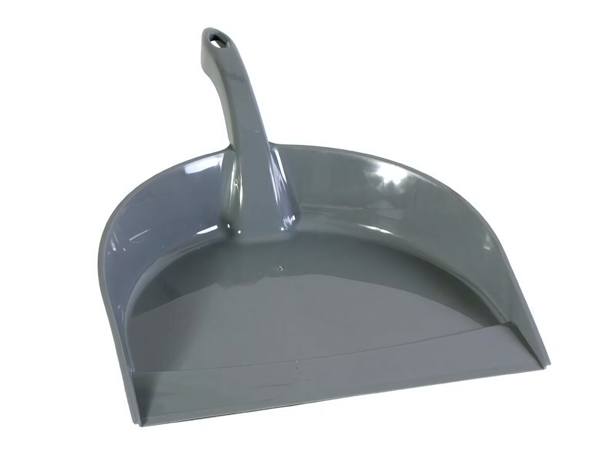 Совок идеал для уборки, пластиковый, серый, длина 31 см, удобный