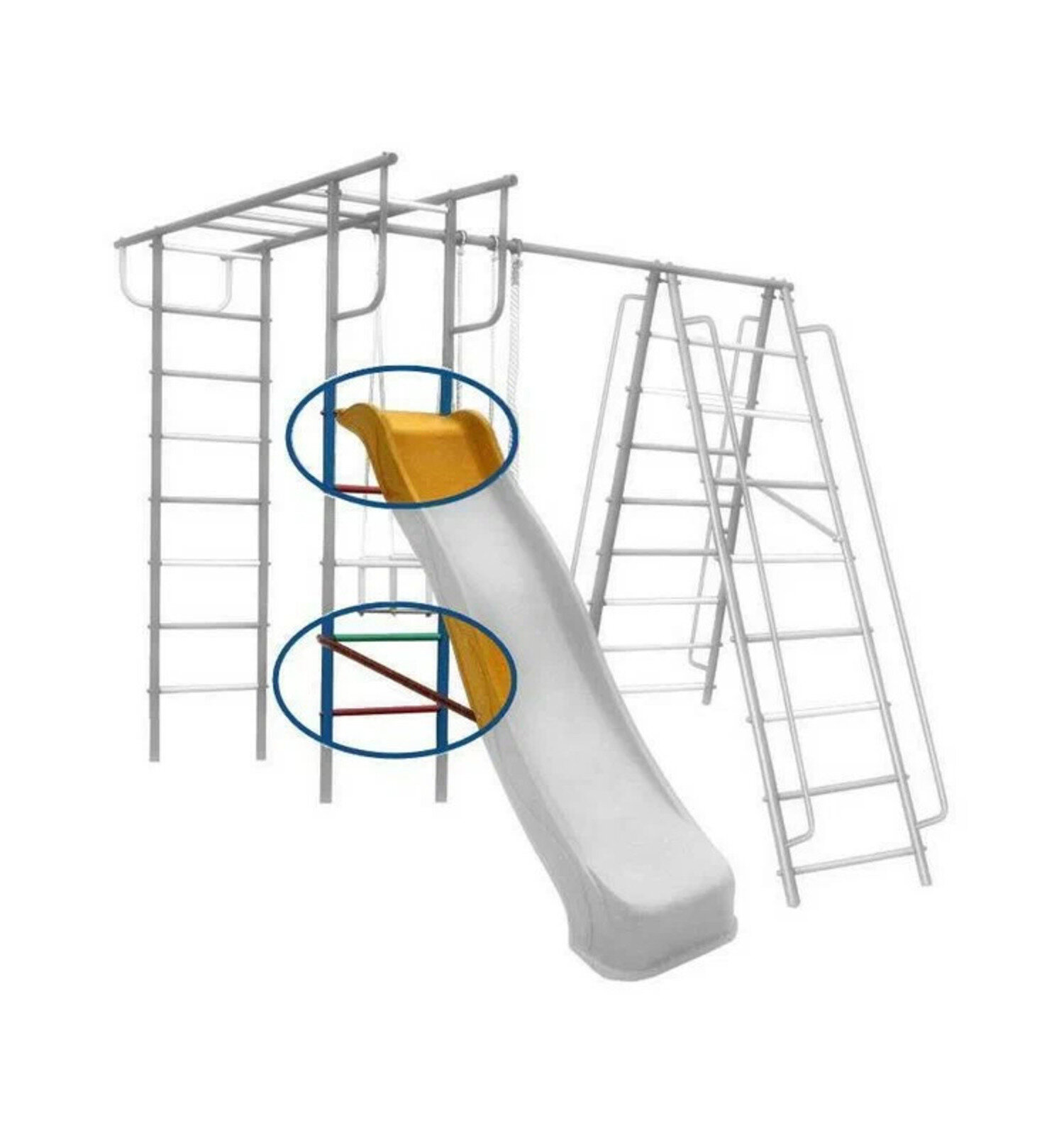 Крепление ската горки к дачным спортивно-игровым комплексам, синий\красный цвет
