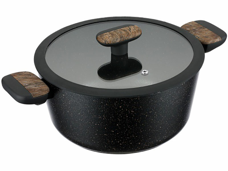 Кастрюля индукционная с крышкой Regent Inox Linea Albero, 4.2 л, черный/коричневый (62-1424)