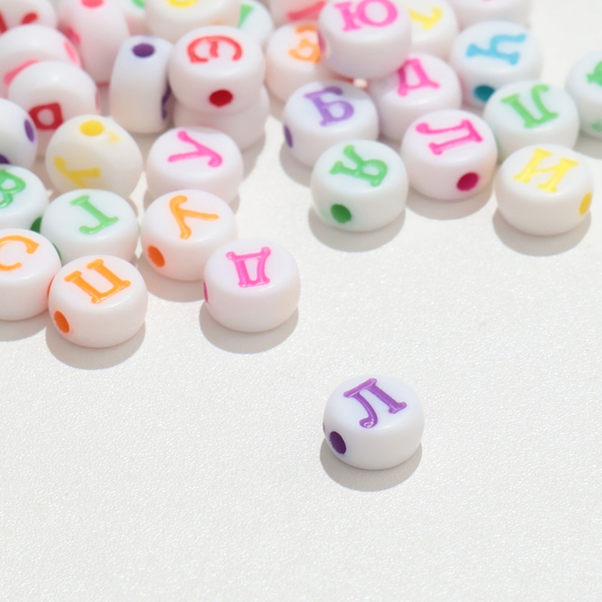 Бусина из акрила «Алфавит русский» микс, 7×4 мм, (набор 10 г), цвет микс