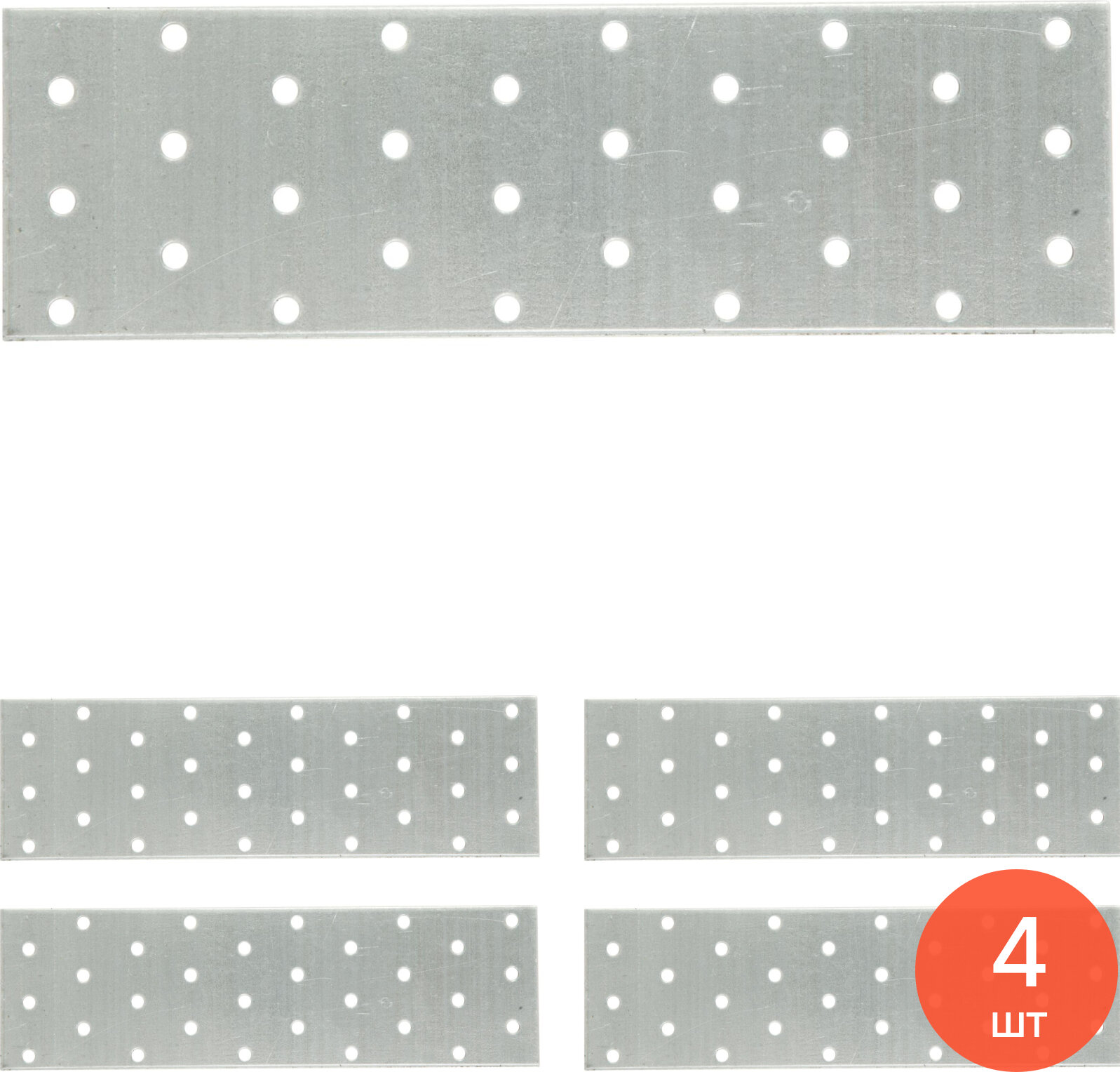 Пластина крепежная Rock Solid Connection / Рок Солид Коннекшн для деревянных конструкций, из оцинкованной стали, размером 300×40×2мм / строительство и ремонт (комплект из 4 шт)