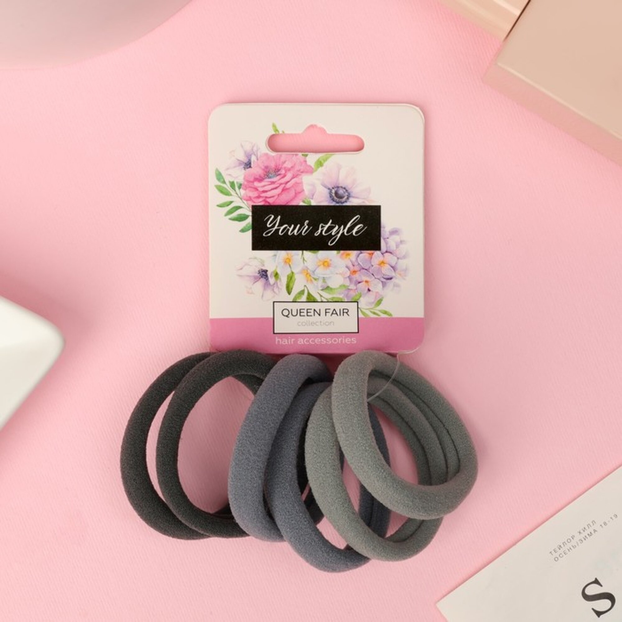 Резинка для волос Queen Fair "Спорт", текстиль, 5см, набор 6шт