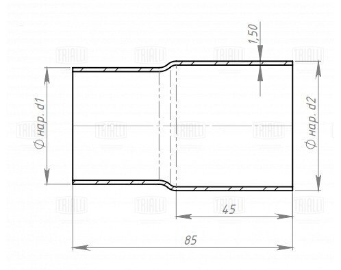 Соединитель труб глушителя 60/65 L=85 универсальный (алюминизированная сталь) TRIALLI EPC 6065
