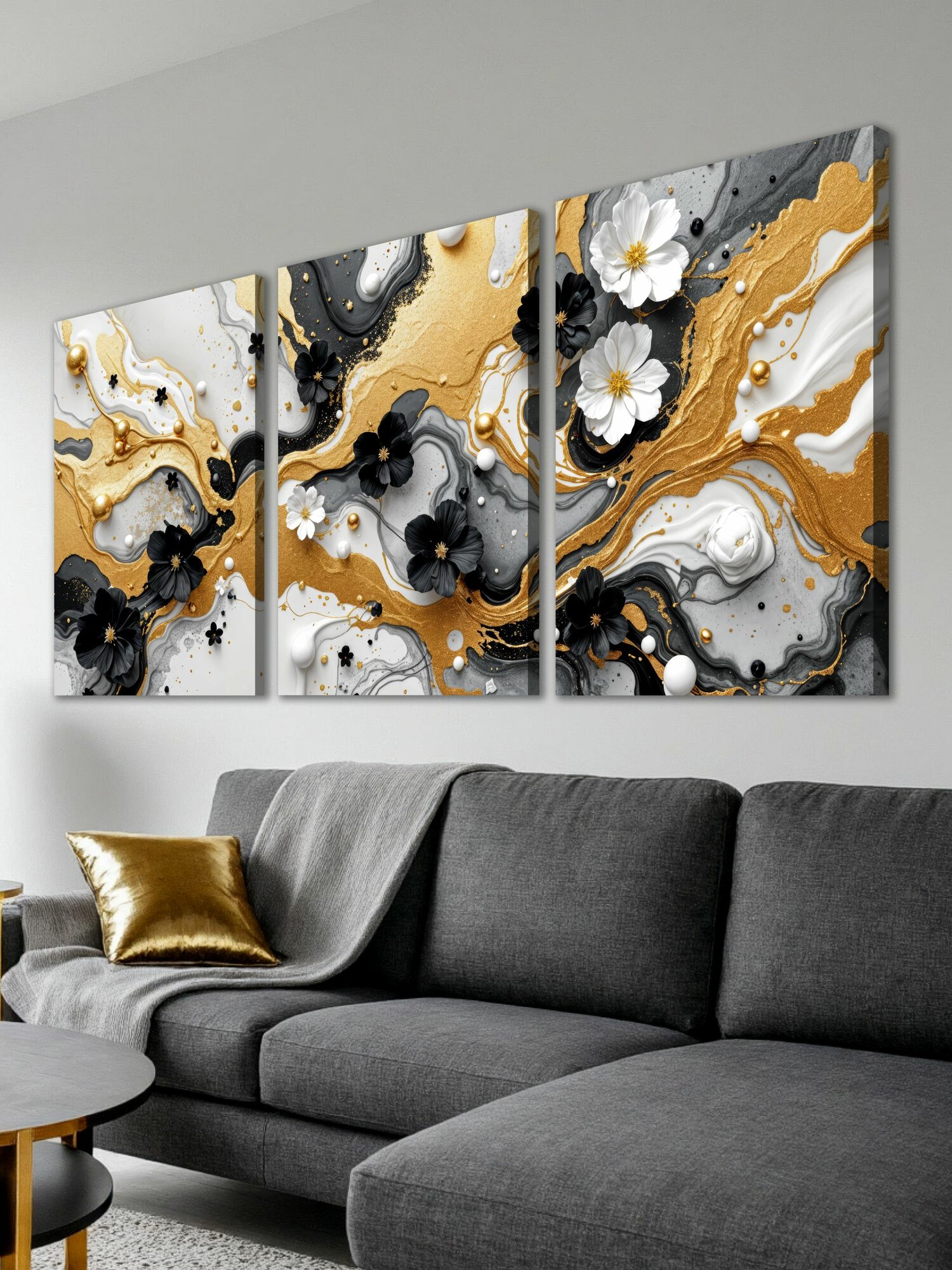 Картина на стену модульная "Аура соцветий", 150 см х 70 см