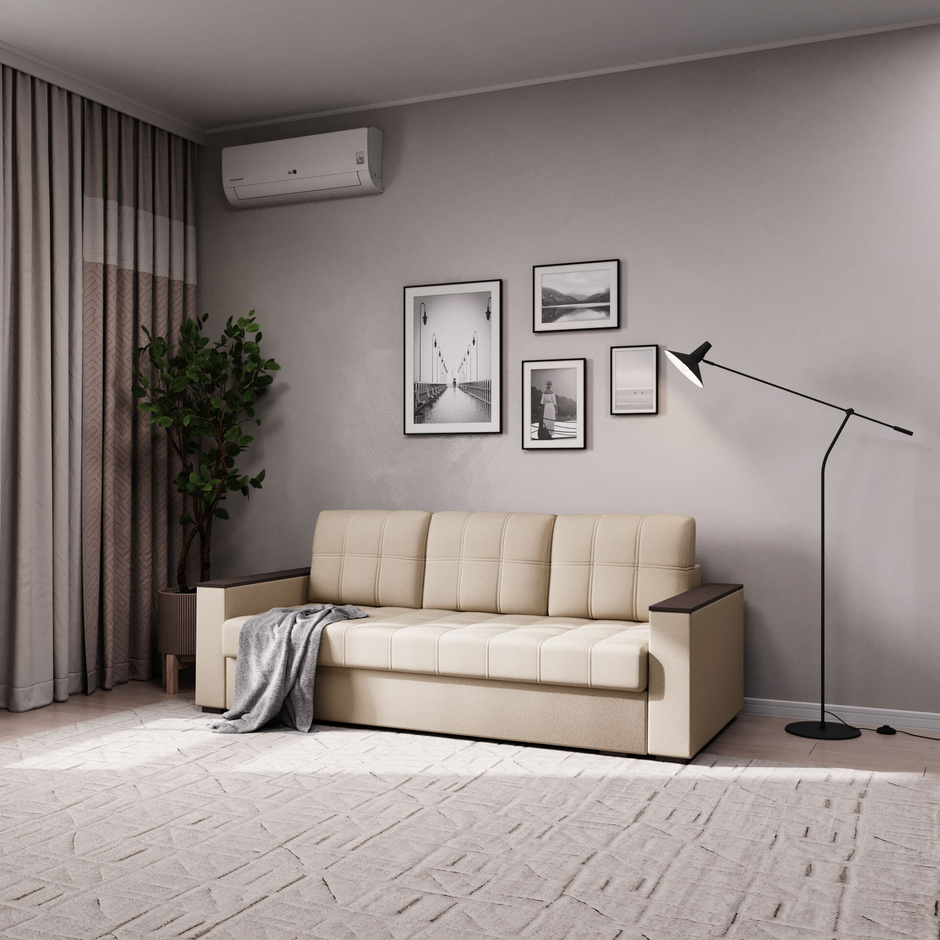 Прямой диван Атланта, D@E, ППУ, еврокнижка,140, велюр амиго бон