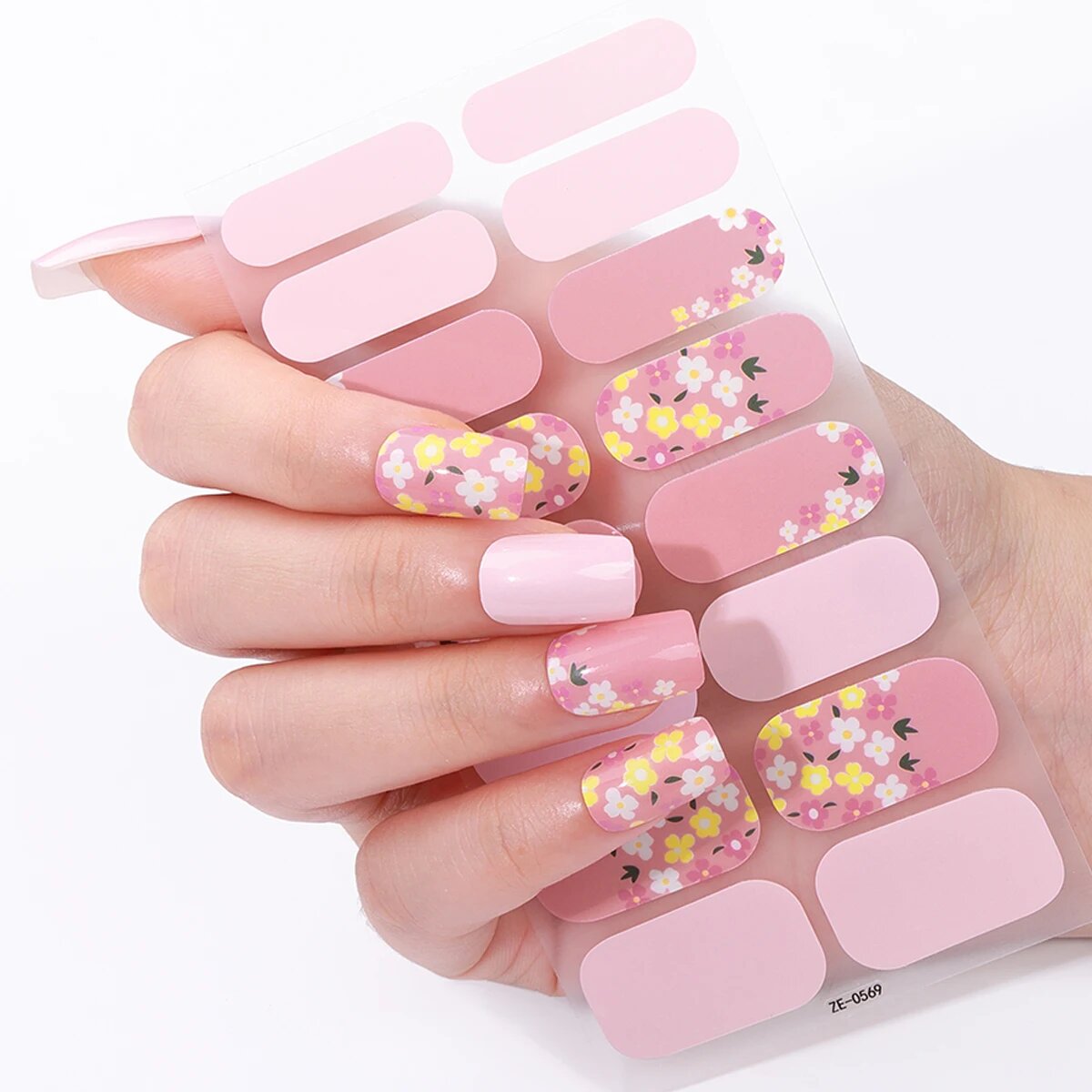 Beauty sticker наклейки для ногтей цветы 1шт Розовый, ZE-0569