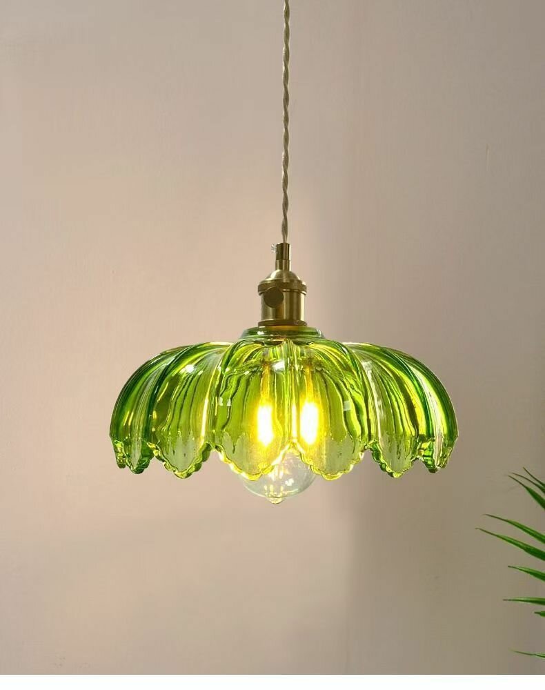 Люстра "Ретро", E27, зеленая, стекло, длина шнура 150см, IP20