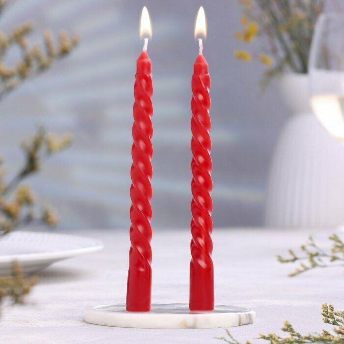 Свечи Богатство Ароматов "Клубника", витые, красные, с ароматом, 15 см, 6 шт.