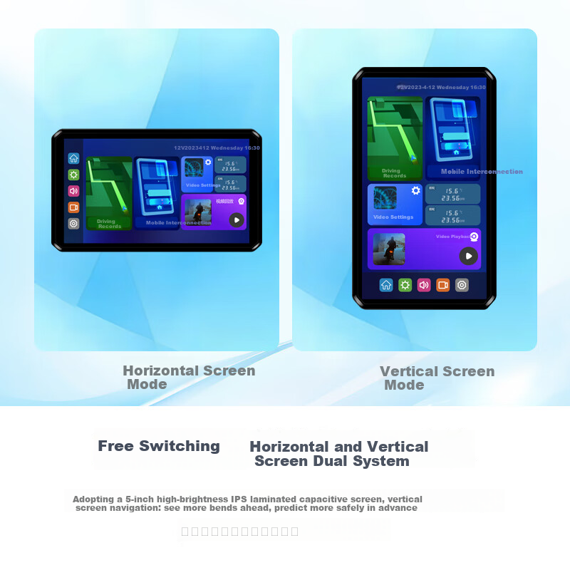 Challenger M12S-200 Motorcycle Dash Cam with Tire Pressure Monitoring System, Intelligent Radar, CarPlay Navigation System