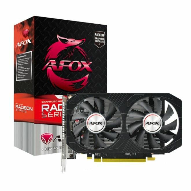 Видеокарта AFOX Radeon RX 550 Dual Fan 8G (AFRX550-8192D5H4-V6) - PCI Express 3.0/3.1 x16, 8 ГБ, GDDR5, 128 бит, DisplayPort, DVI, HDMI, GPU 1183 МГц