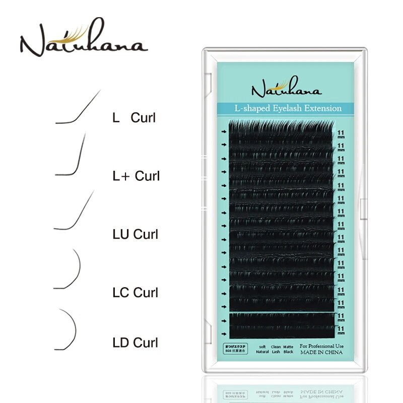 Наращивание ресниц NATUHANA матовые черные классические одиночные ресницы LU, 0,07 мм, 12 мм