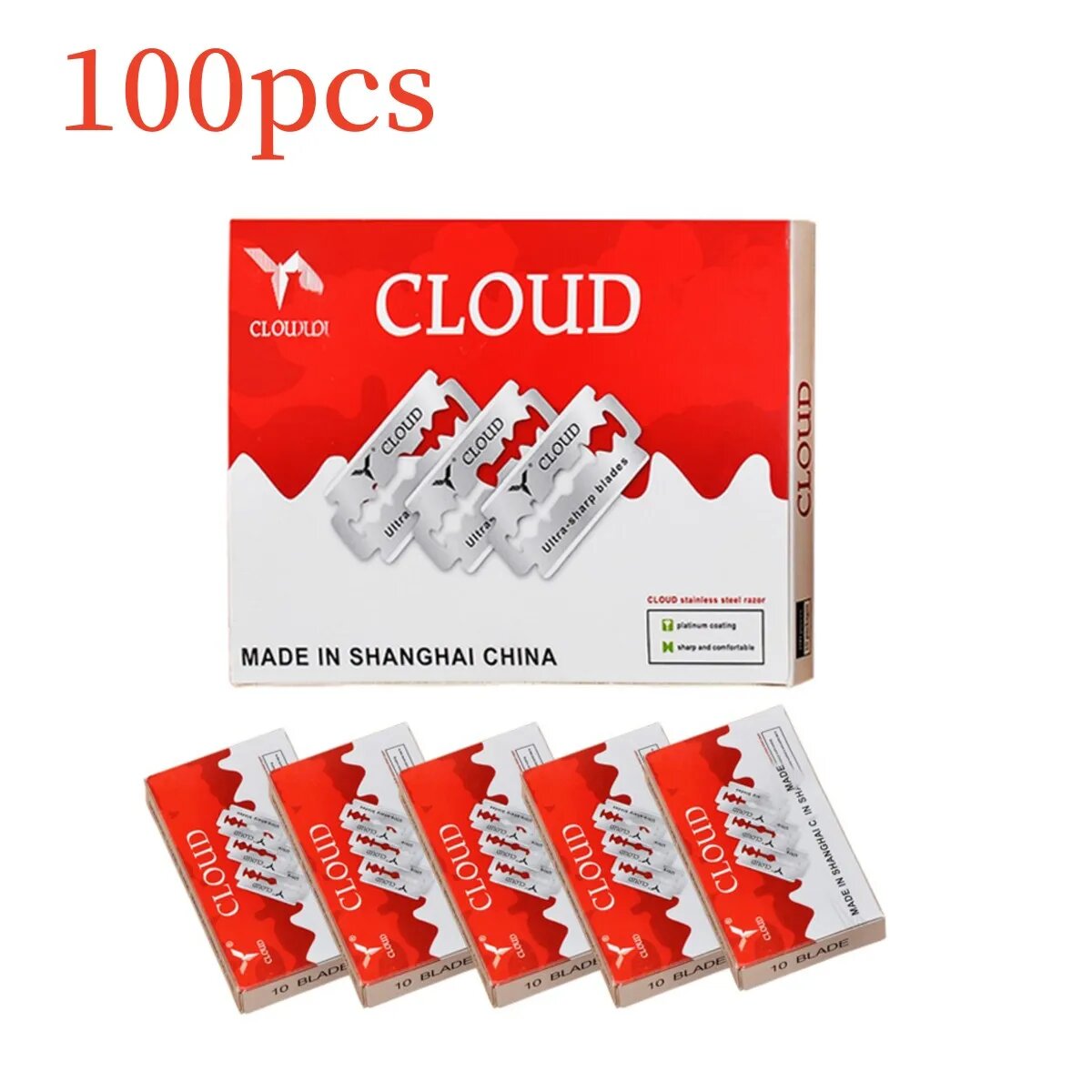 CLOUD Классические лезвия для бритвы из нержавеющей стали 100pcs