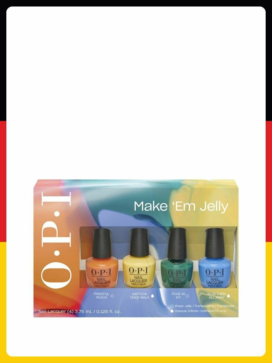 Набор лаков для ногтей OPI Summer '25 Make 'em Jelly Nail Lacquer Mini Pack, 4х3,75 мл