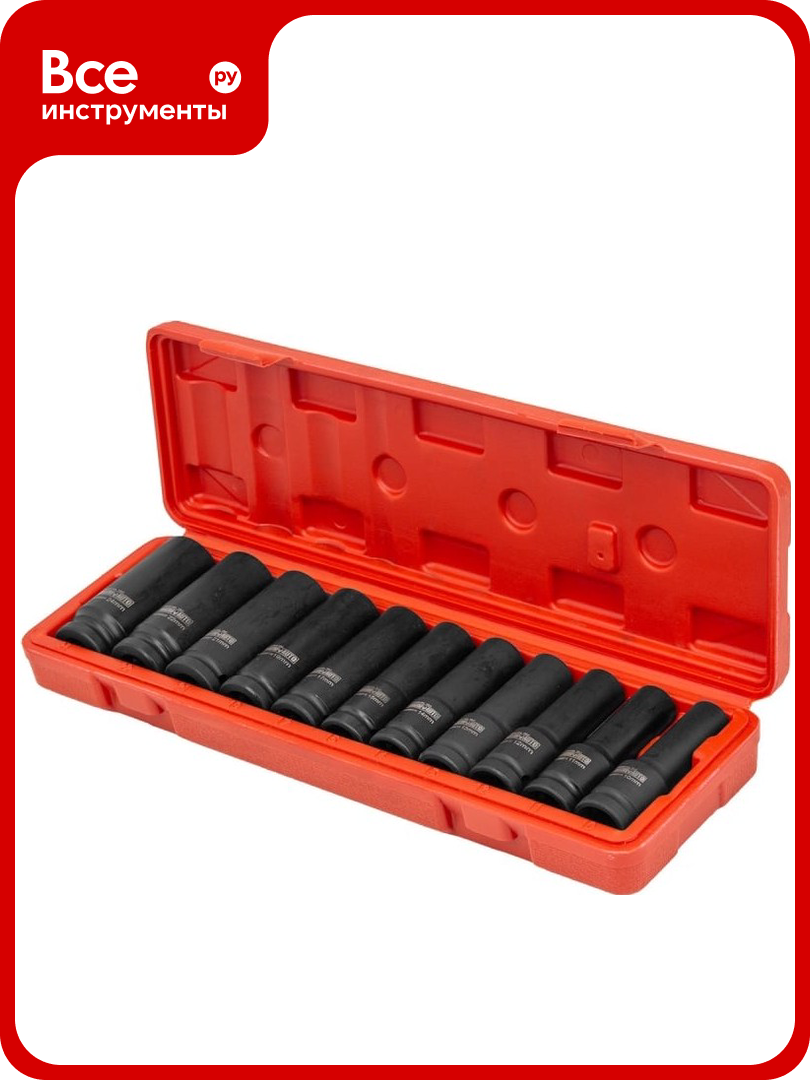 Набор головок ударных глубоких 6-гранных 11 предметов, 1/2' DR BaumAuto BM-4117-5MP(52535) для автомобильного ремонта