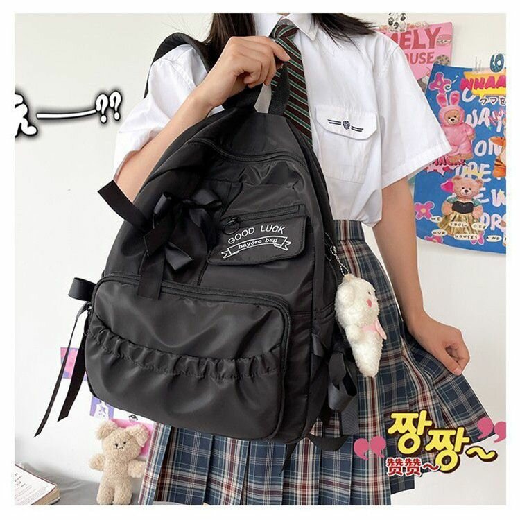 Портфель школьный, Классическая школьная сумка в студенческом стиле с изящным контрастным бантом, простая