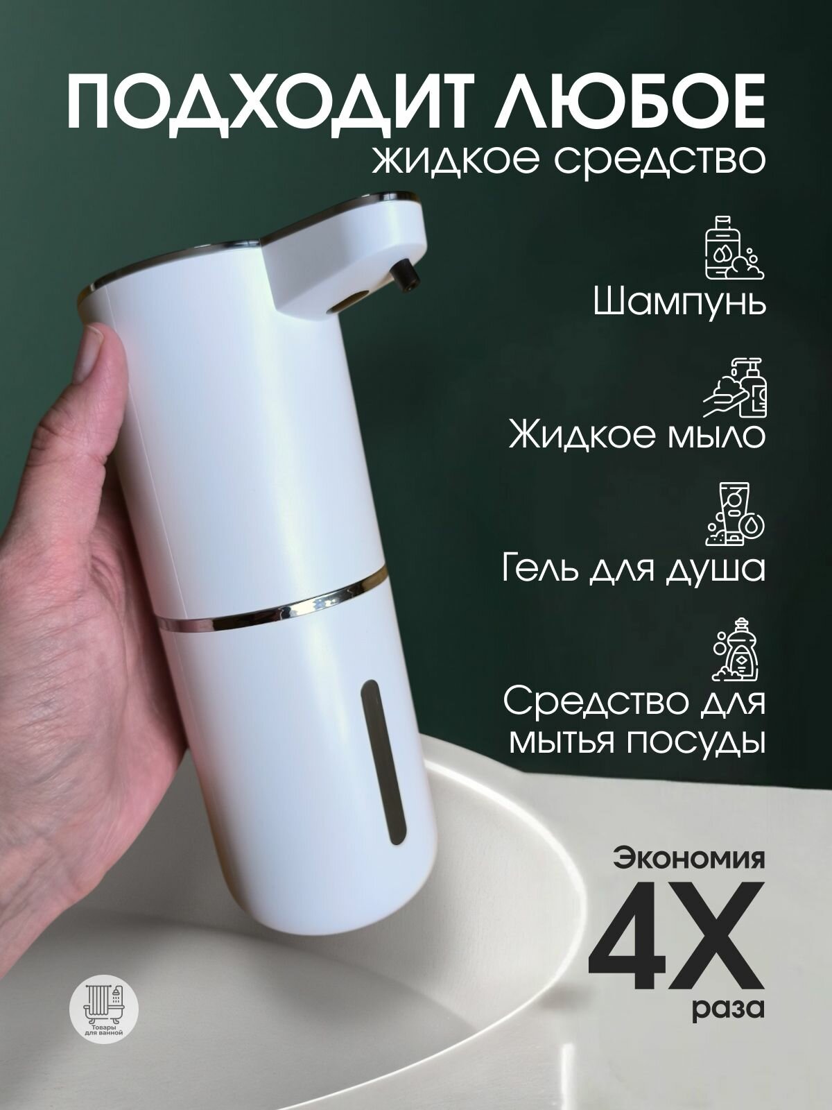 Диспенсер для мыла "Умные руки", 3 режима дозирования, прозрачный корпус — фото 1