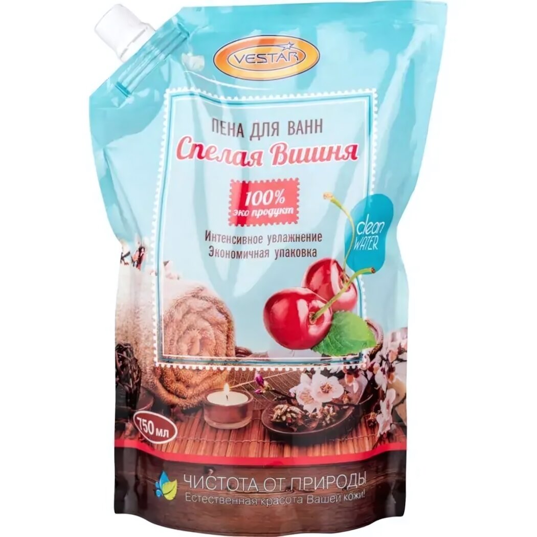 Пена для ванн Вестар "Спелая Вишня", 750мл, дой-пак, 100% экологичный состав