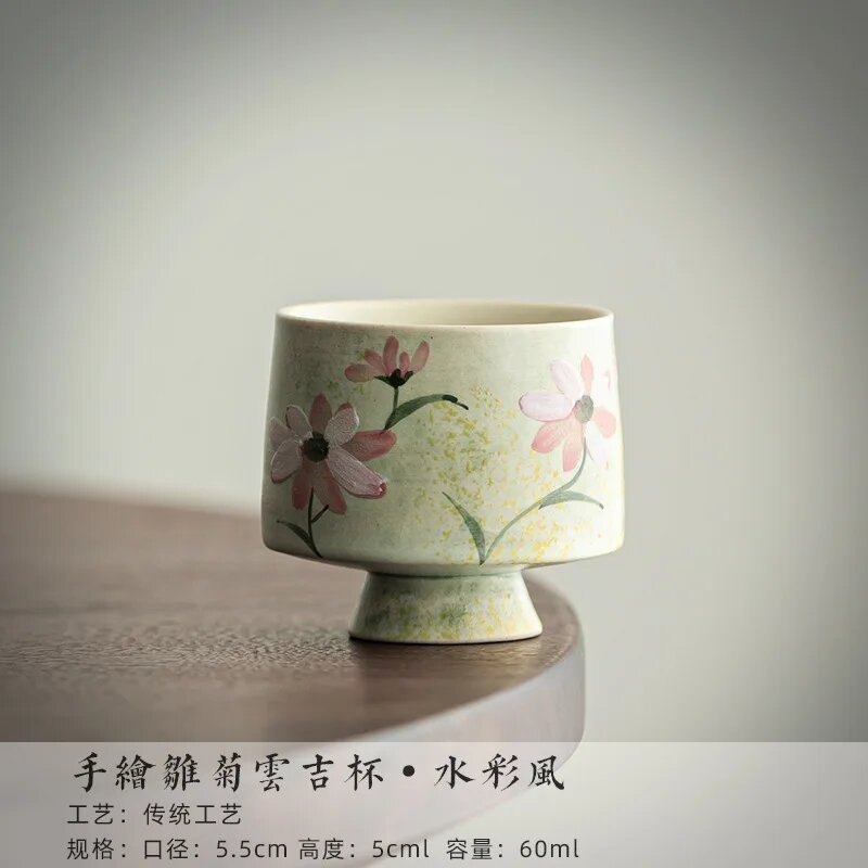 2 шт./лот, ручная ромашка, чайная чашка с высокой ножкой, красивая чайная чашка, мастер-чашки, китайский чайный сервиз, украшения, принадлежности, 60 мл, A- About- 60ML