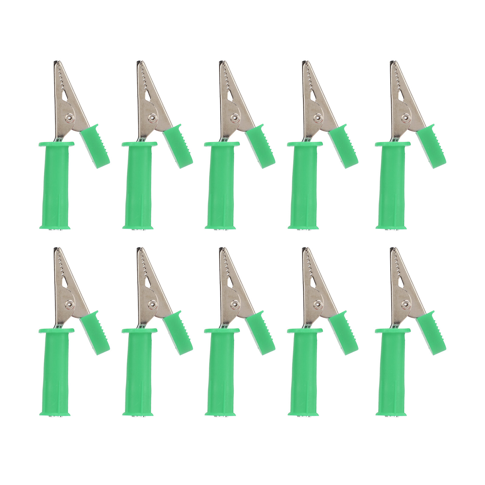 10 шт, изолированные зажимы типа «крокодил» с отверстиями из чистой меди 5 мм, испытательные зажимы с гнездом 4 мм для экспериментального тестирования, зеленый