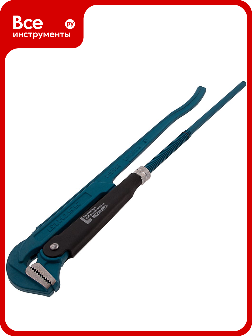 Трубный рычажный ключ GROSS 3, №4, цельнокованый, CrV, тип L 15606, демонтажа трубных соединений