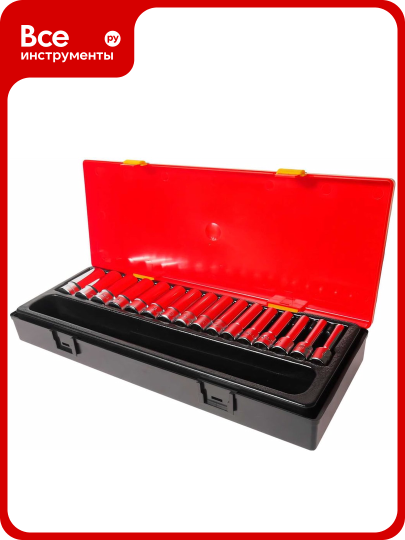 Набор шестигранных торцевых головок 3/8" 6-22мм в кейсе 16шт JTC-K3161, 22 мм