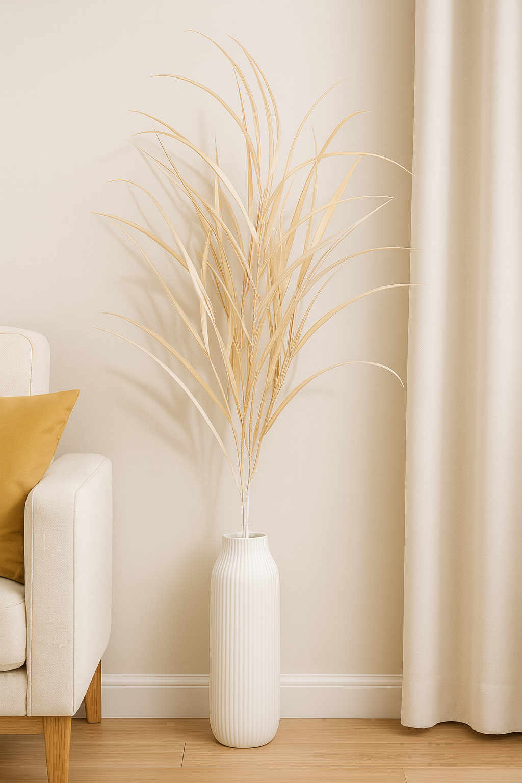 Флористическая трава. Высокая Осока 116 см. Упаковка 3 шт. Цвет бежевый.