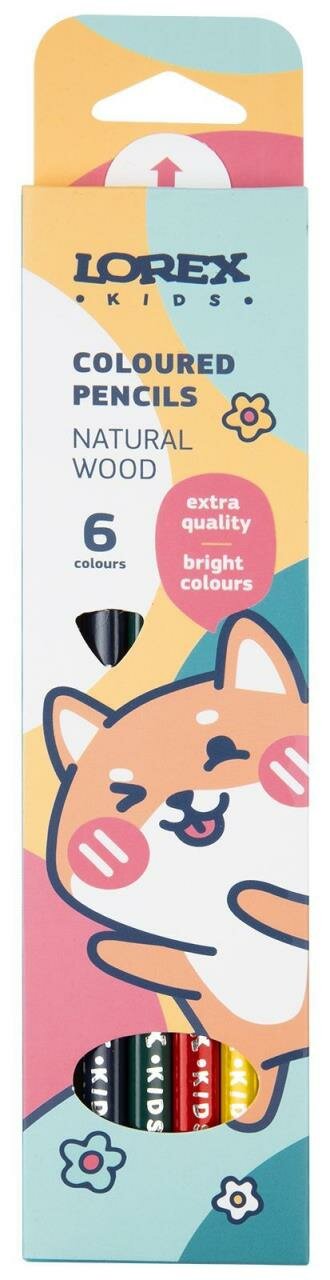 Набор цветных карандашей LOREX KIDS 6 цв. трехгранные, деревянные, в картонной упаковке