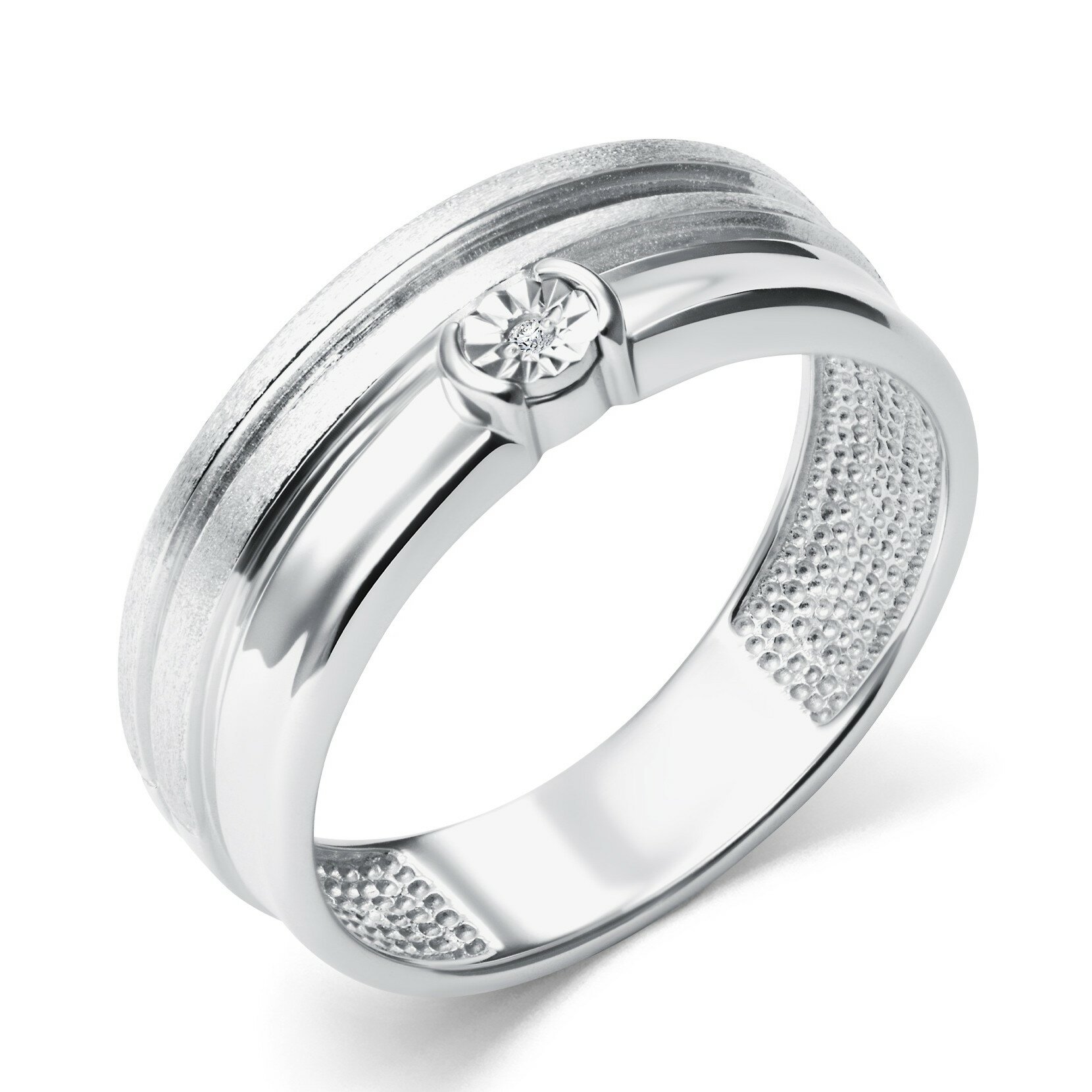 Кольцо, серебро, 925 проба, бриллиант