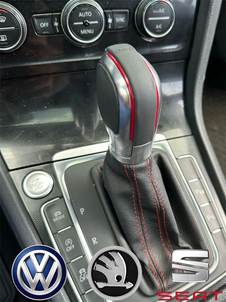 Ручка АКПП DSG (красный) для Volkswagen/ Фольцваген Golf, Passat, Passat CC, Tiguan, Jetta, Polo, Touareg, Amarok.