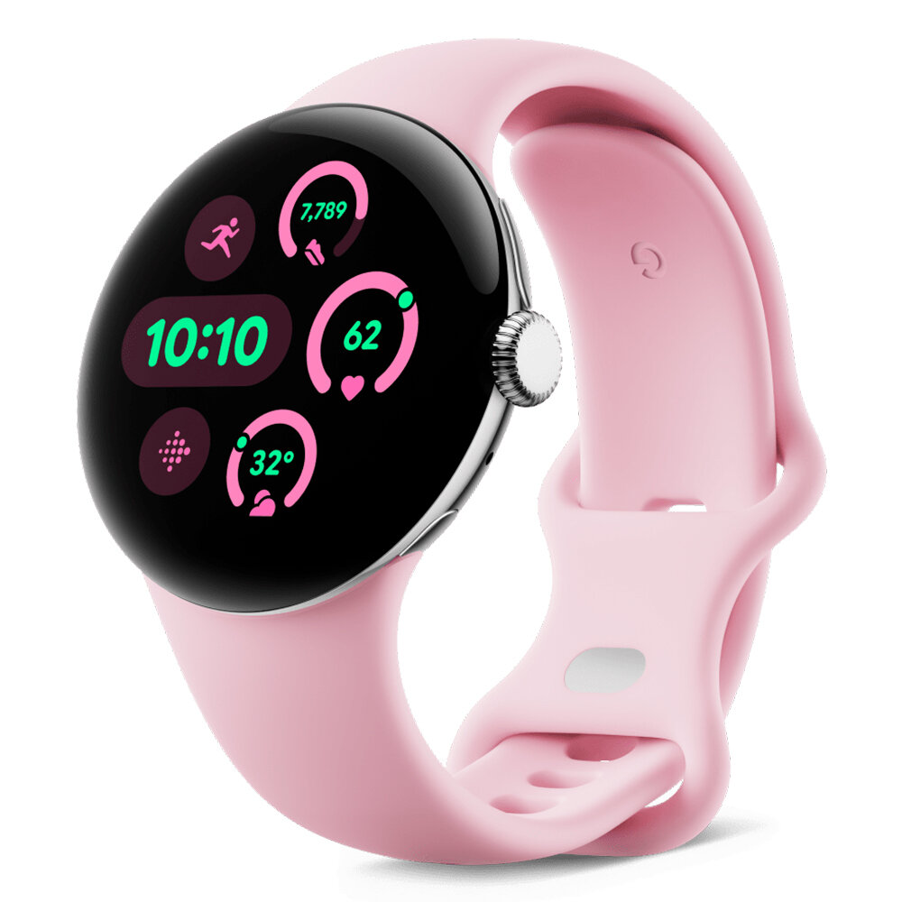 Умные часы Google Pixel Watch 3 41mm Wi-Fi (Polished Silver Case / Rose Quartz Active Band)