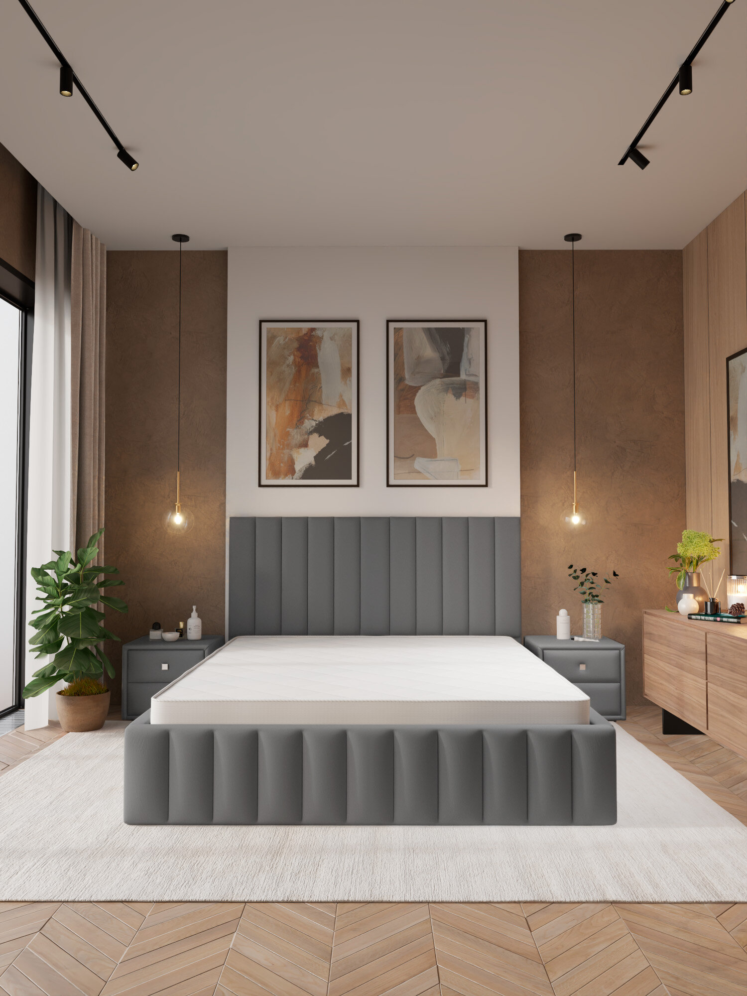 Кровать двуспальная 140х200 с подъемным механизмом, Альпия с мягким изголовьем для дома и спальни, ортопедическое основание, ящик для белья