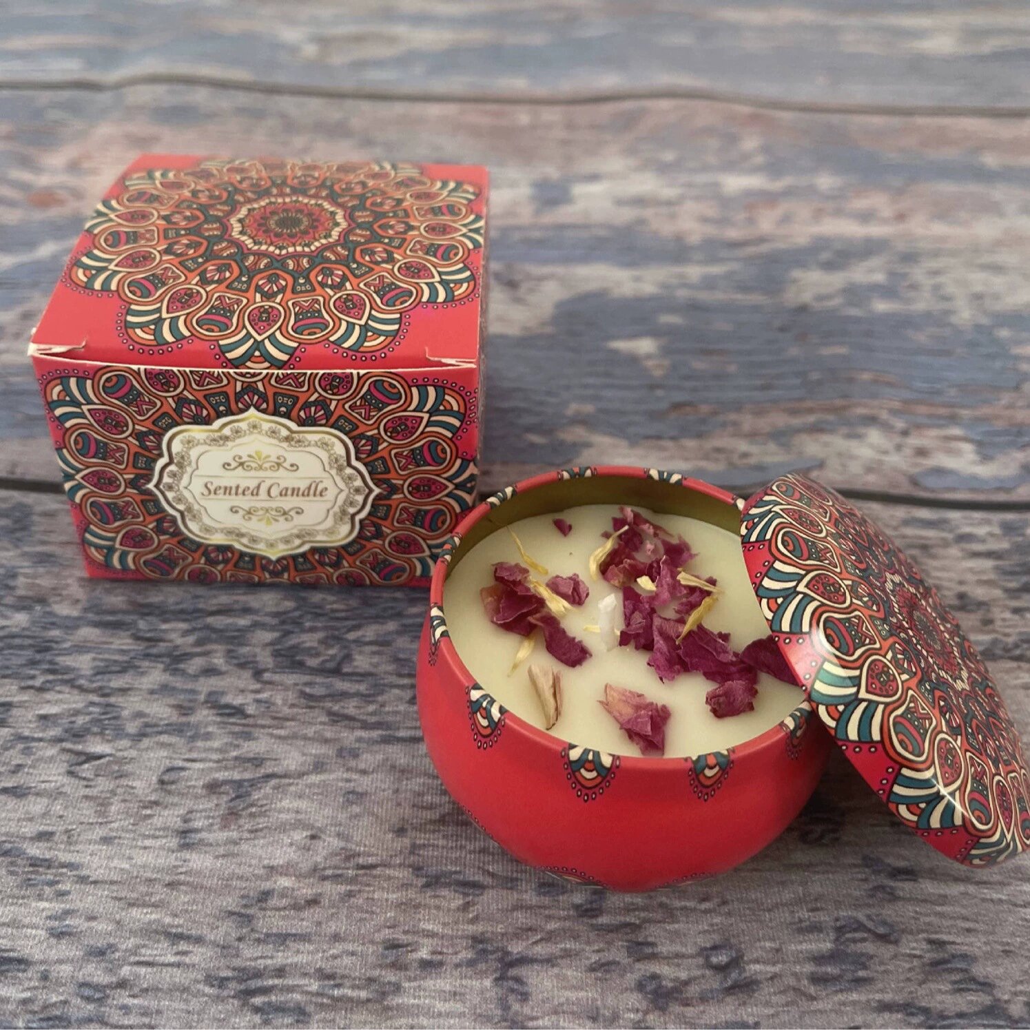 Подарочная коробка "Элегантная русская классика", соевая свеча, цилиндрическая форма, красная, 1 шт.