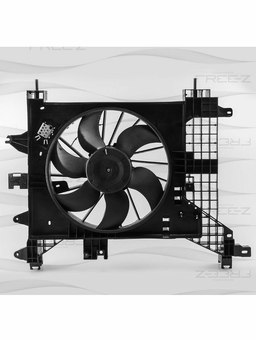Вентилятор радиатора FREE-Z KM0211, для Renault Duster HS, металл, пластик, черный