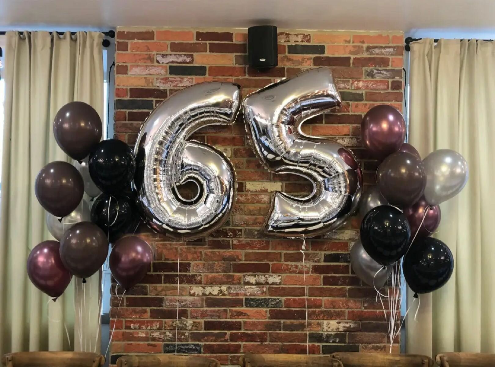 Шар воздушный фольгированный Цифра 65, цвет серебряный 42"/106 см (шс6)(шс5)