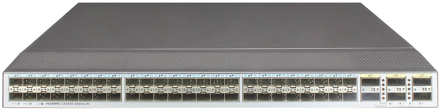 Коммутатор HUAWEI CE6850-48S6Q-HI Switch (48-Port 10G SFP+, 6-Port 40GE QSFP+, Without FAN Box and Power Module)