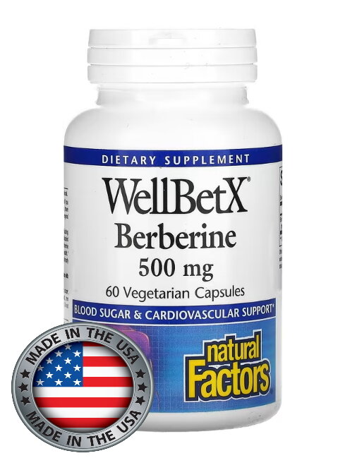 Natural Factors WellBetX берберин, 500 мг, 60 вегетарианских капсул