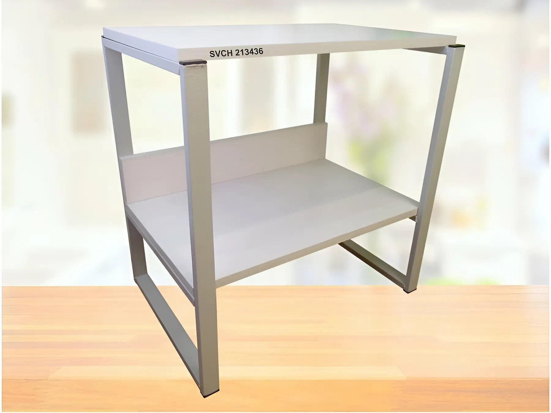 Полка для микроволновки GARROSS "SIBERIA 213436", две полки 35х54 см, высота 56 см, каркас серый, цвет полок сосна